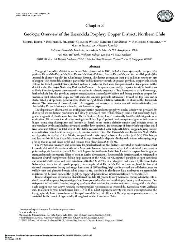 (PDF) Geologic Overview of the Escondida Porphyry Copper District ...