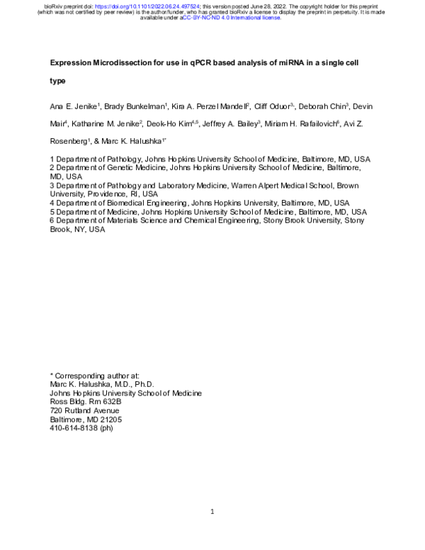 (PDF) Expression Microdissection for use in qPCR based analysis of miRNA in a single cell type