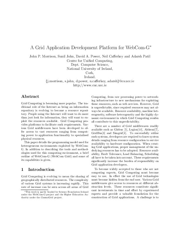 (PDF) A grid application development platform for WebCom-G