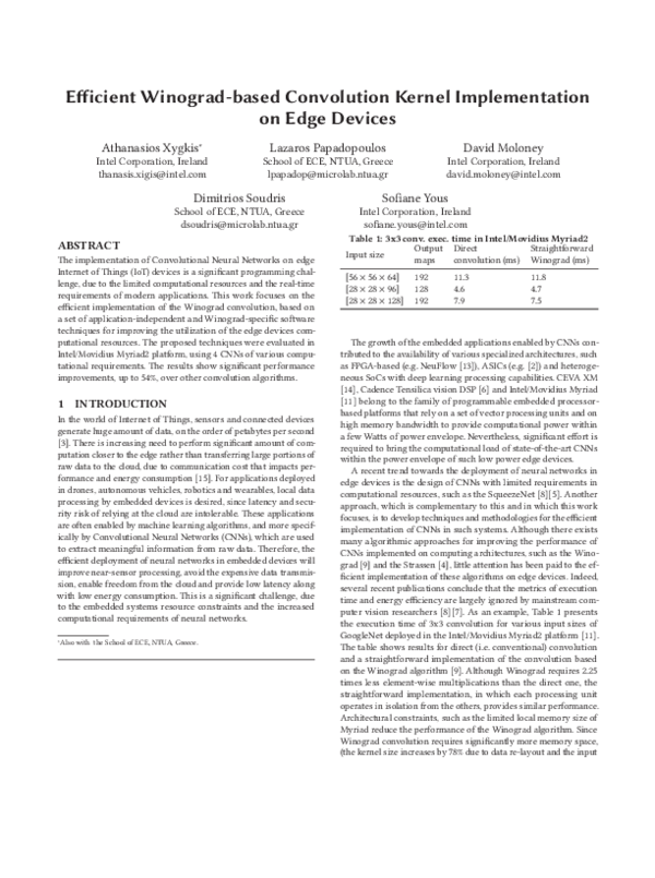 (PDF) Efficient Winograd-based Convolution Kernel Implementation on Edge Devices