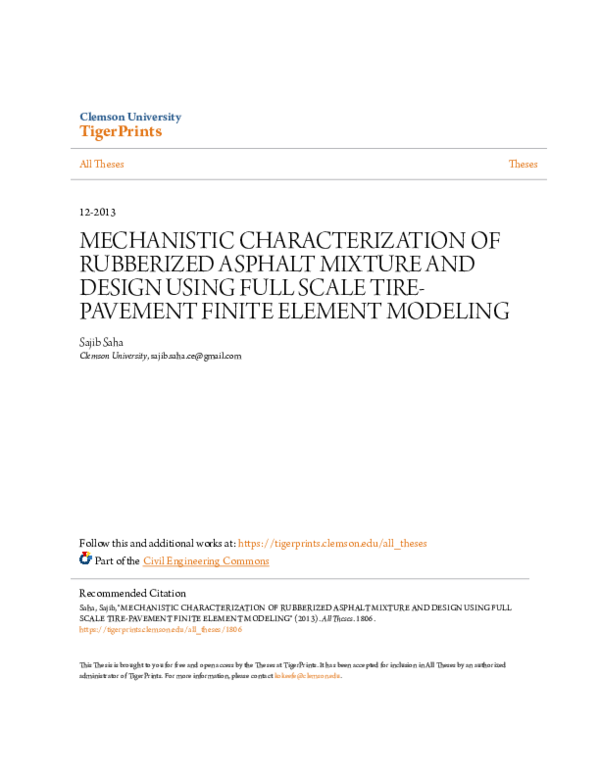(PDF) Mechanistic Characterization of Rubberized Asphalt Mixture and ...