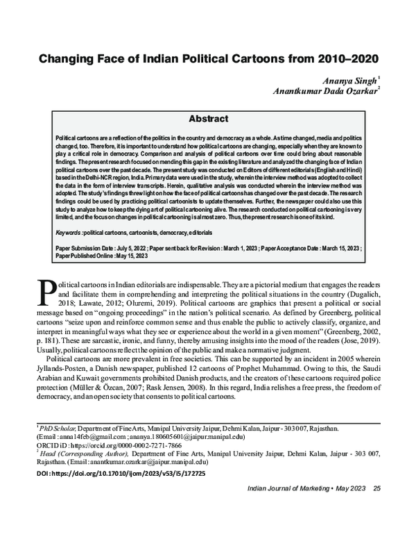 (PDF) Changing Face of Indian Political Cartoons from 2010–2020