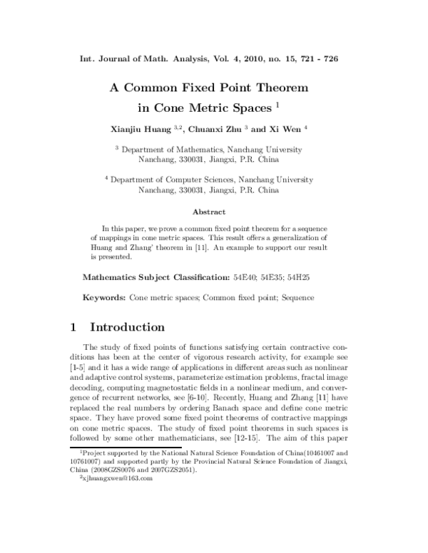 (PDF) Fixed point theorem on two complete cone metric spaces