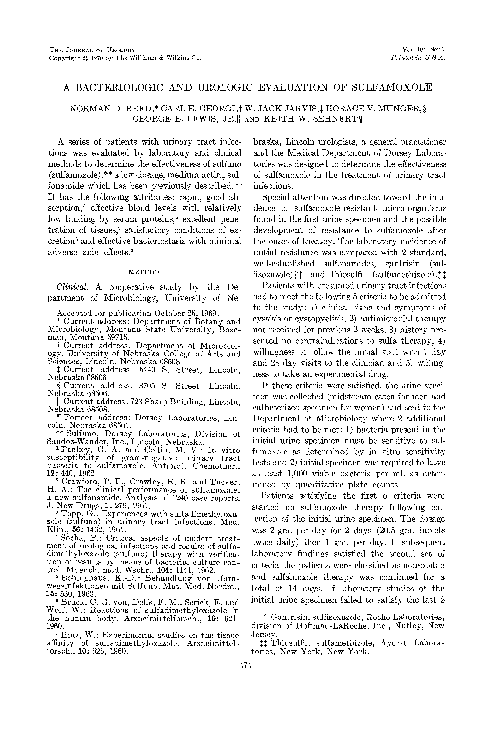 (PDF) A Bacteriologic and Urologic Evaluation of Sulfamoxole