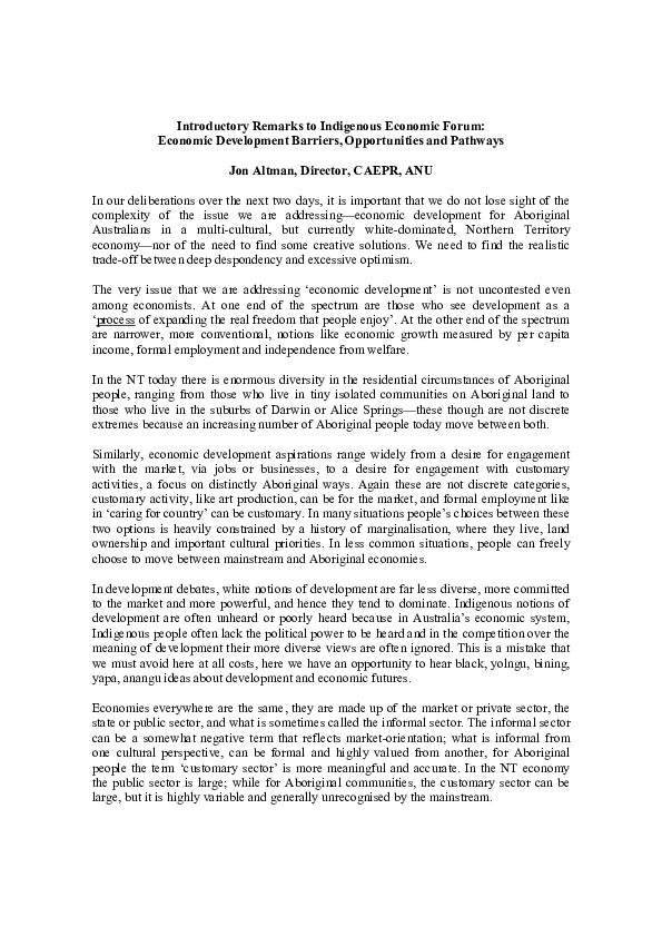 (PDF) Economic Development Barriers, Opportunities and Pathways