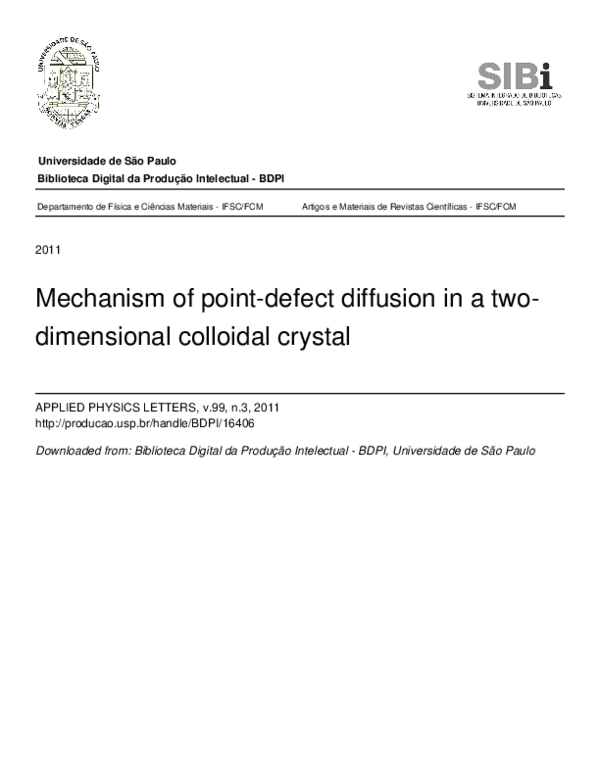 (PDF) Mechanism of point-defect diffusion in a two-dimensional ...
