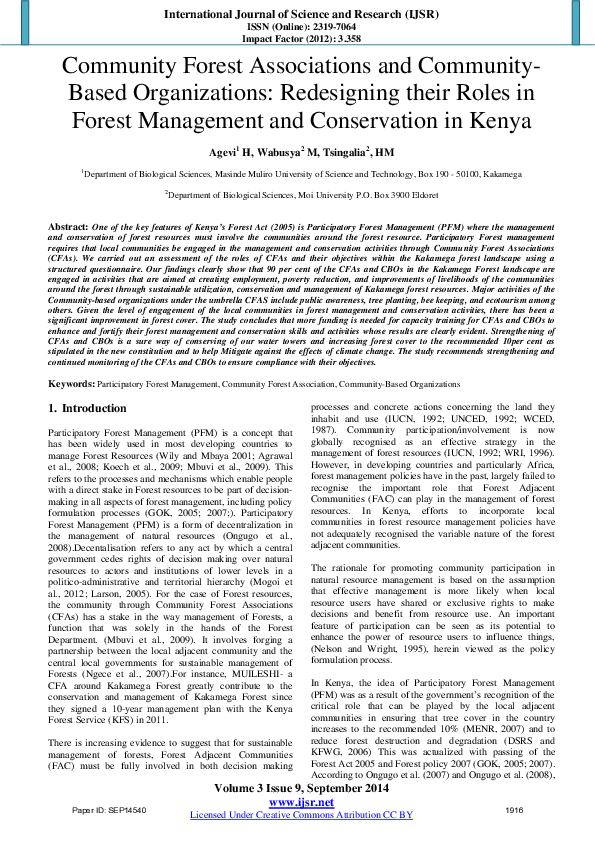 (PDF) Community Forest Associations and Community Based Organizations ...