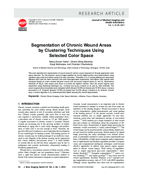 (PDF) Segmentation of Chronic Wound Areas by Clustering Techniques ...