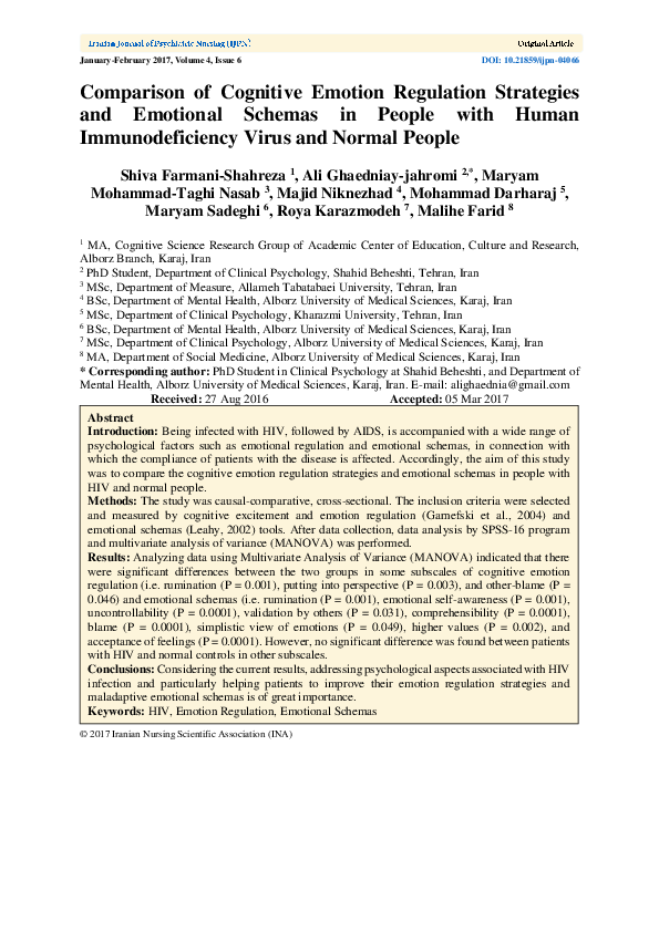 (PDF) Comparison of Cognitive Emotion Regulation Strategies and ...