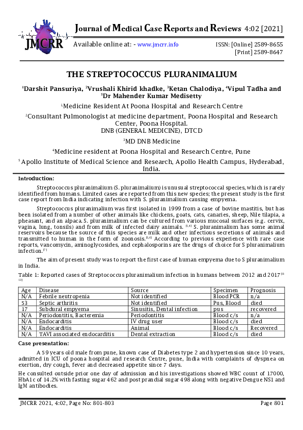 (PDF) The STREPTOCOCCUS PLURANIMALIUM