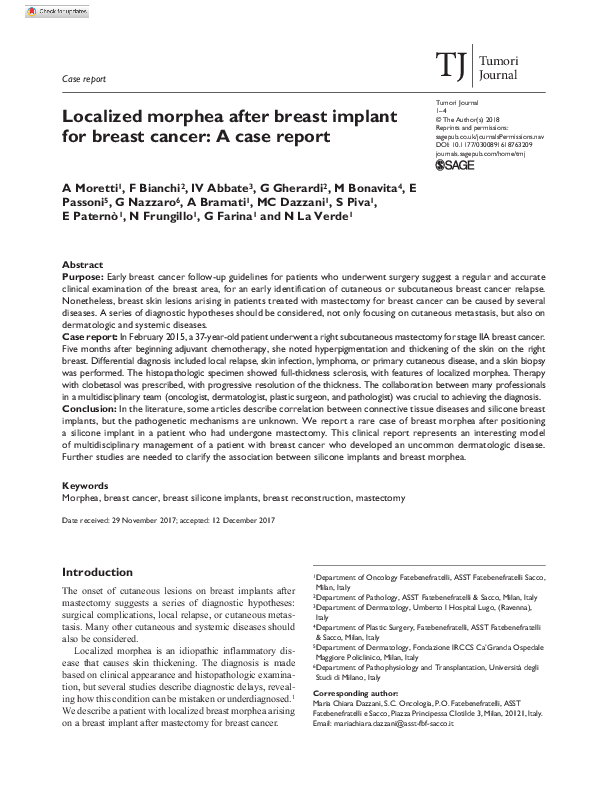 (PDF) Localized morphea after breast implant for breast cancer: A case report