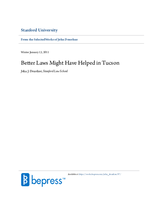 (PDF) Better Laws Might Have Helped in Tucson