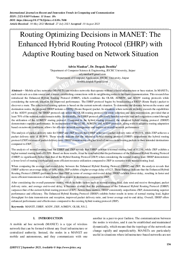 (PDF) Routing Optimizing Decisions in MANET: The Enhanced Hybrid ...