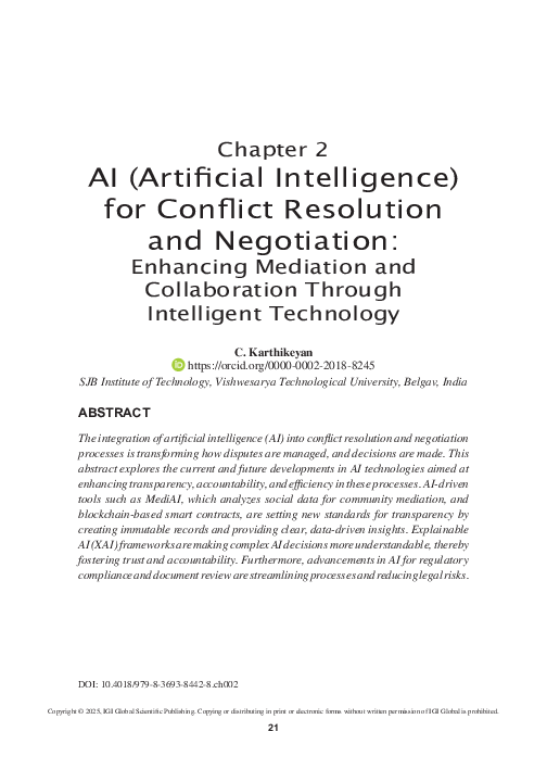 (PDF) AI (Artificial Intelligence) for Conflict Resolution and Negotiation Enhancing Mediation ...