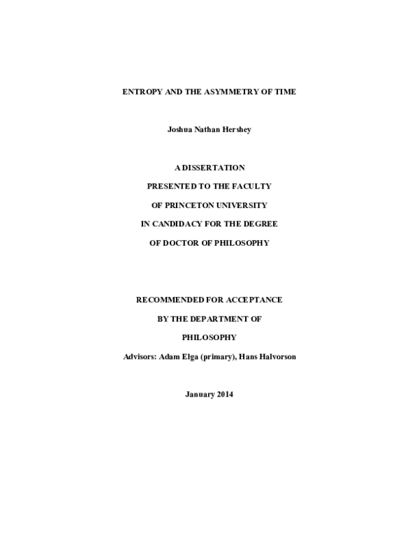 (PDF) Entropy and the asymmetry of time
