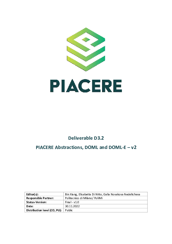 (PDF) D3.2 PIACERE Abstractions DOML and DOML-E v2-v1.0