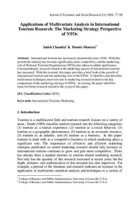 (PDF) Applications of Multivariate Analysis in International Tourism ...
