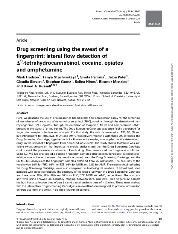 (PDF) Drug screening using the sweat of a fingerprint: lateral flow ...
