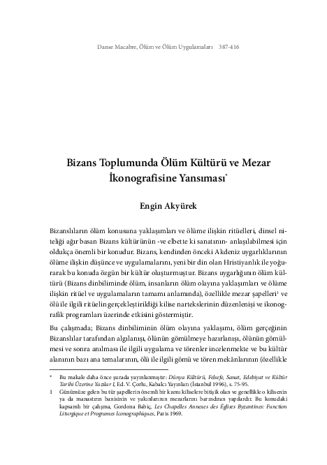 (PDF) Bizans toplumunda ölüm kültürü