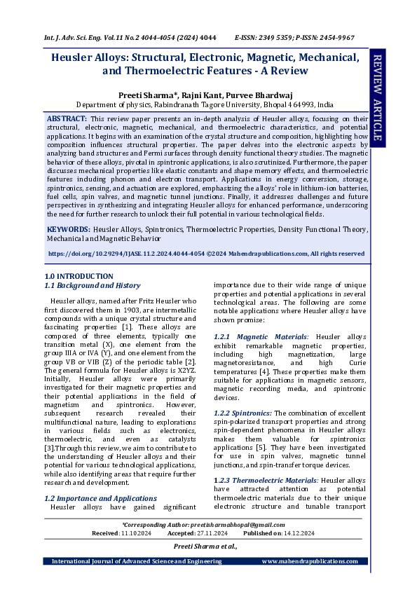 (PDF) Heusler Alloys: Structural, Electronic, Magnetic, Mechanical, and Thermoelectric Features ...