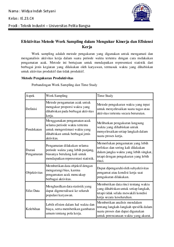 (PDF) Efektivitas Metode Work Sampling dalam Mengukur Kinerja dan ...