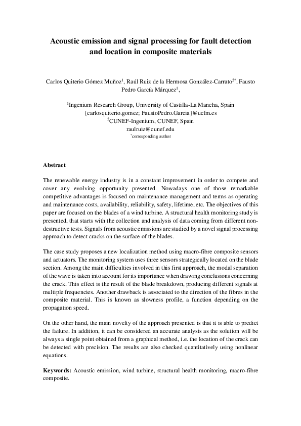 (PDF) Acoustic emission and signal processing for fault detection and ...