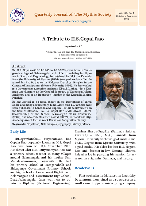 (PDF) A Tribute to H.S.Gopal Rao