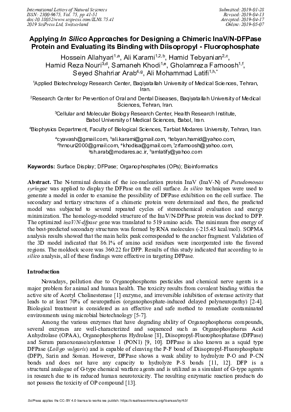 (PDF) Applying In Silico Approaches for Designing a Chimeric InaV/N ...