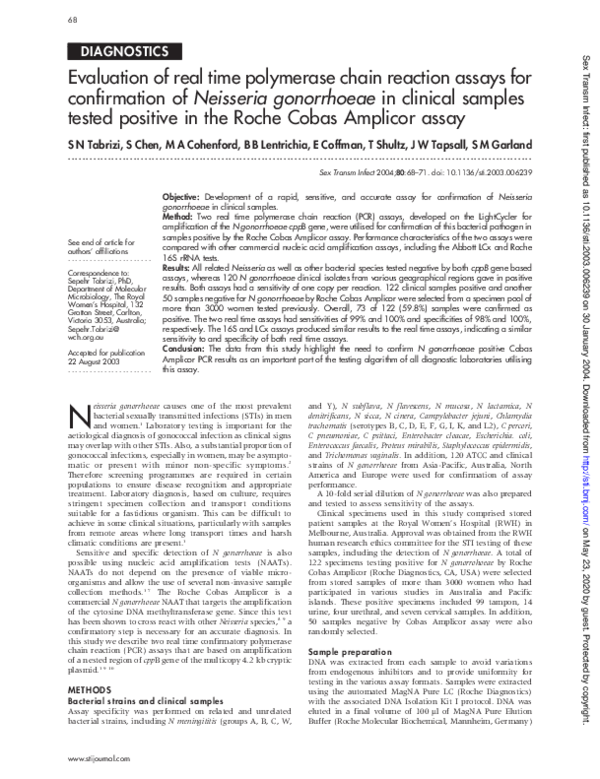 (PDF) Evaluation of real time polymerase chain reaction assays for ...