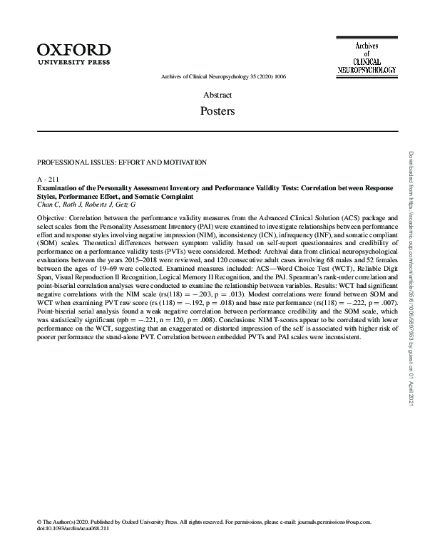 (PDF) A-211 Examination of the Personality Assessment Inventory and ...