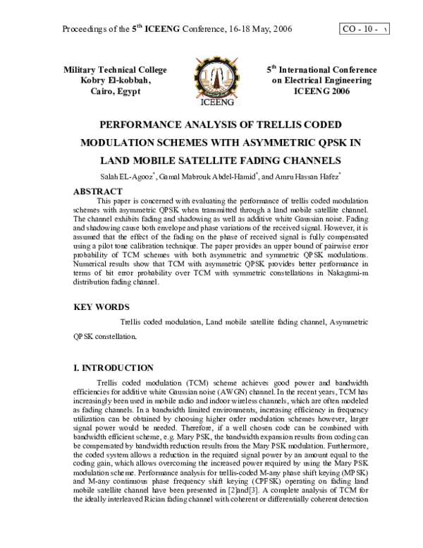 Pdf Performance Analysis Of Trellis Coded Modulation Schemes With