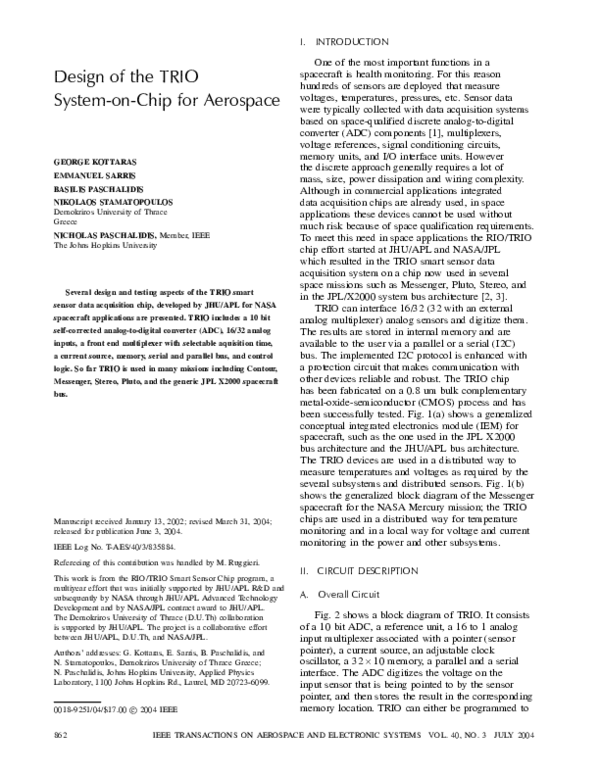 (PDF) Design of the TRIO system-on-chip for aerospace