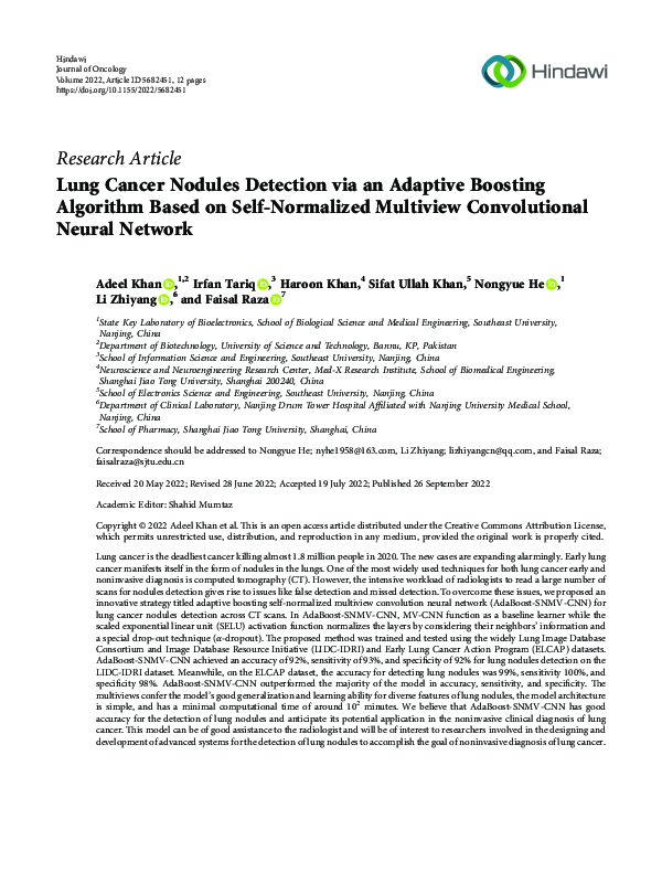 Pdf Lung Cancer Nodules Detection Via An Adaptive Boosting Algorithm Based On Self Normalized