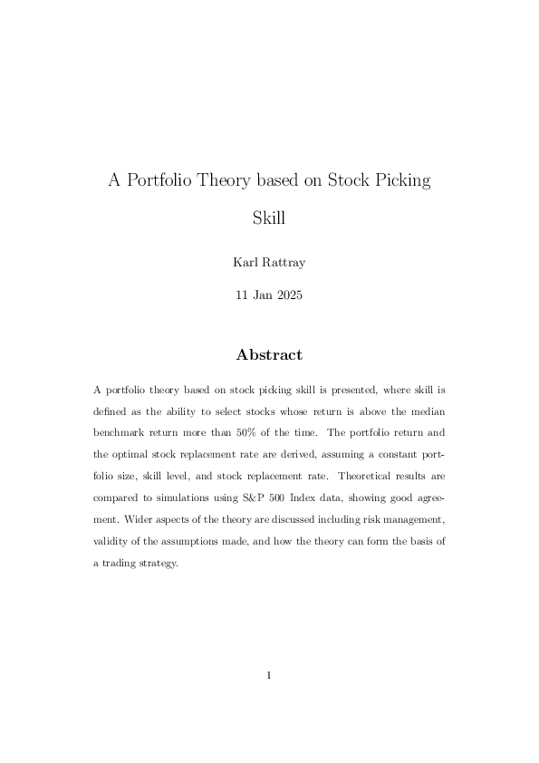 (PDF) Skill based Portfolio Theory