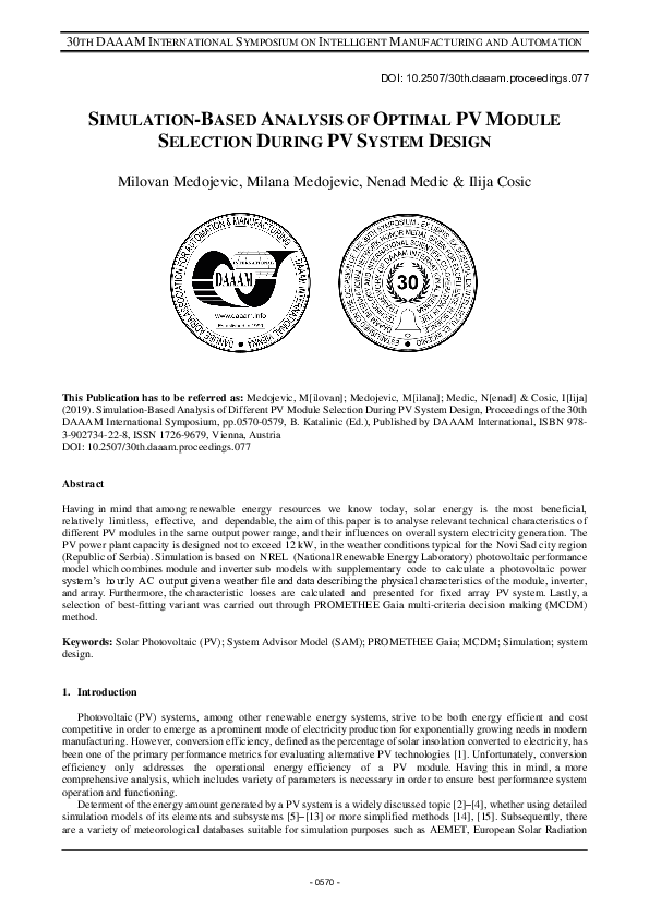 Simulation-Based Analysis of Different PV Module Selection During PV ...