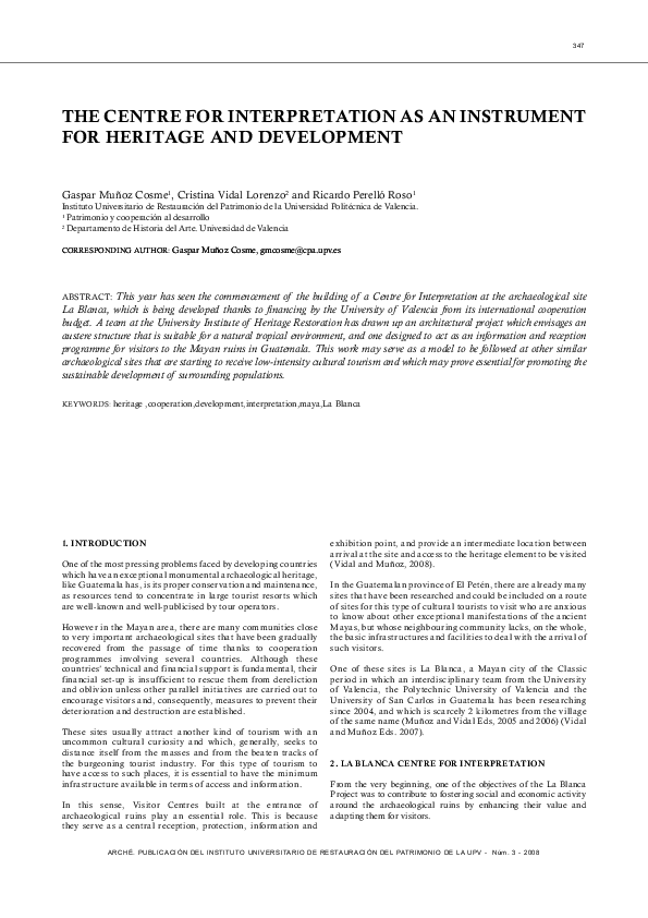 (PDF) The centre for interpretation as an instrument for heritage and ...