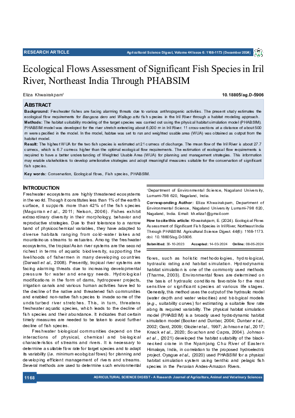 (PDF) Ecological Flows Assessment of Significant Fish Species in Iril ...