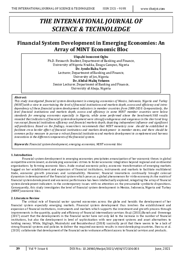(PDF) Financial System Development in Emerging Economies: An Array of ...