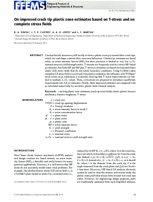 (PDF) On improved crack tip plastic zone estimates based on T-stress ...