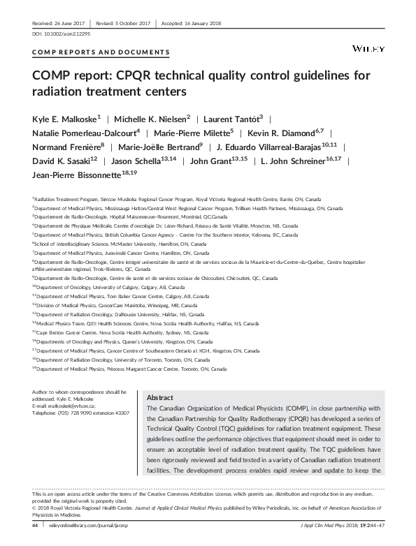 (PDF) COMP report: CPQR technical quality control guidelines for ...
