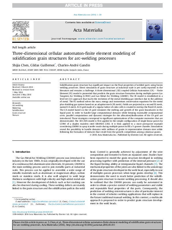 (PDF) Three-dimensional cellular automaton-finite element modeling of ...