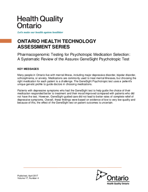 (PDF) Pharmacogenomic Testing for Psychotropic Medication Selection: A ...