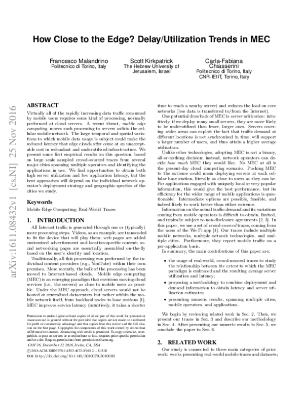 (PDF) How Close to the Edge? Delay/utilization tradeoffs in MEC