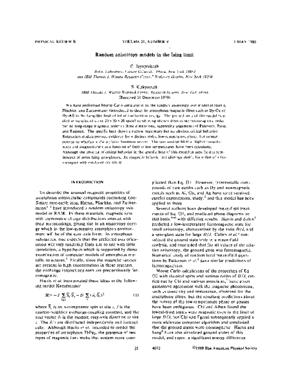 (PDF) Random anisotropy models in the Ising limit