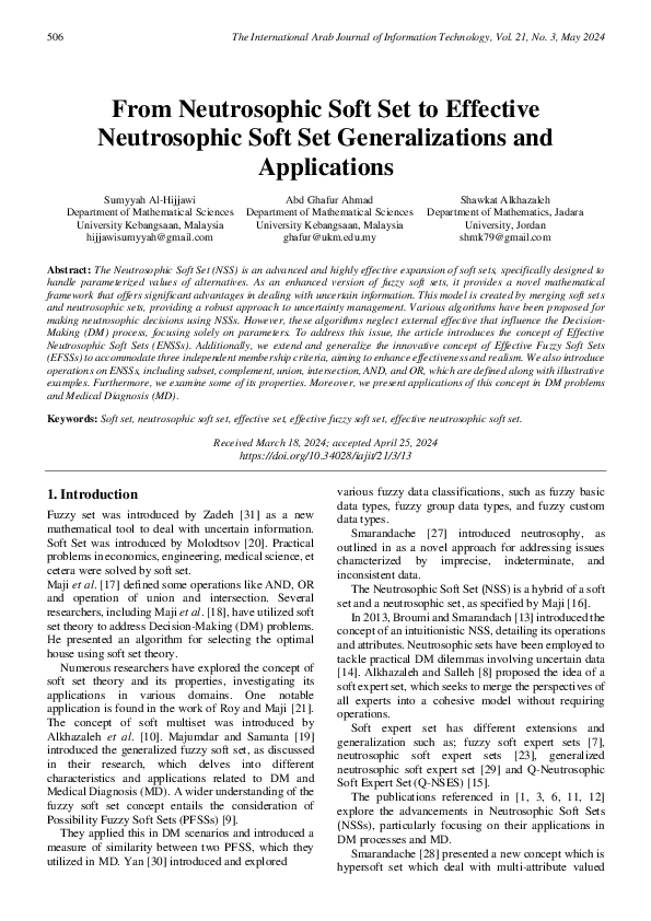 (PDF) From Neutrosophic Soft Set to Effective Neutrosophic Soft Set Generalizations and Applications