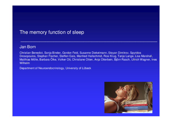 (PDF) The memory function of sleep