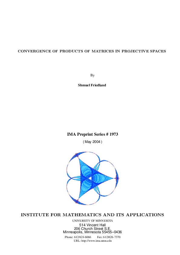 (PDF) Convergence of products of matrices in projective spaces