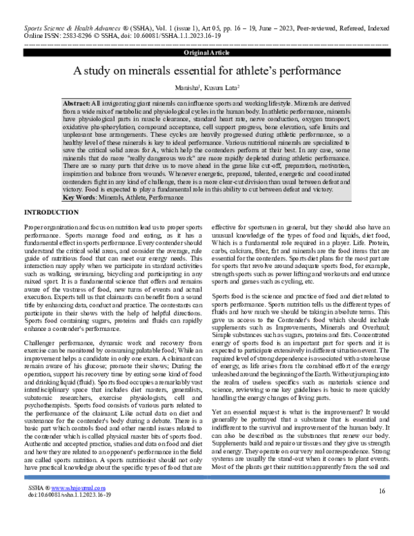 (PDF) A study on minerals essential for athlete’s performance