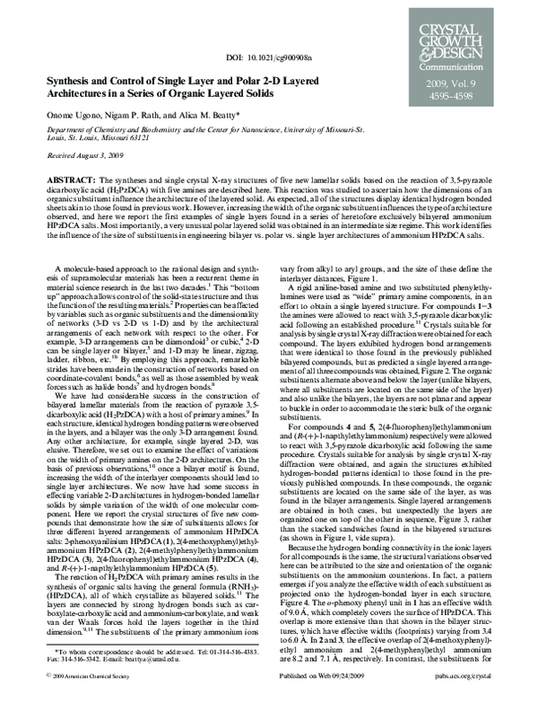 (PDF) Synthesis and Control of Single Layer and Polar 2-D Layered ...