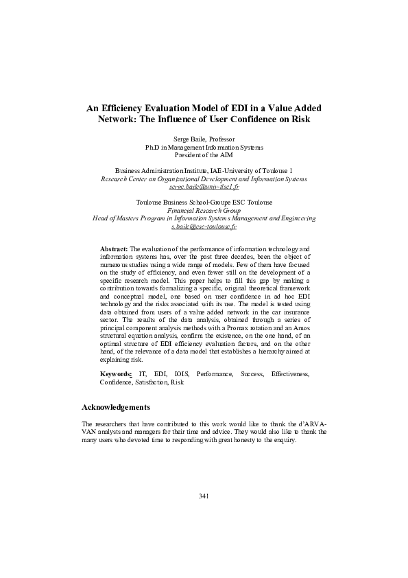 (PDF) An efficiency evaluation model of EDI in a value added network ...